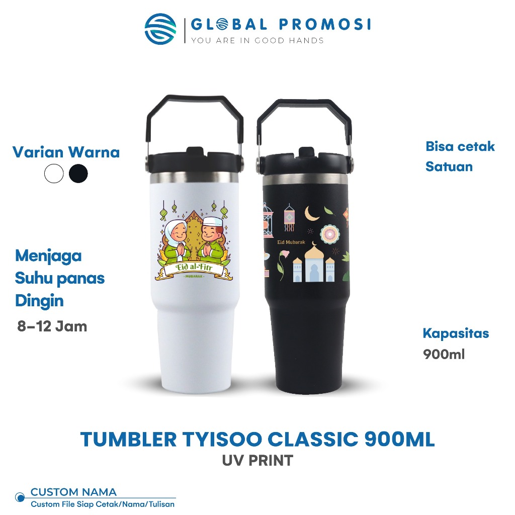 Jual TYISOO Classic Tumbler Custom 900ml Stainless Steel Uv Printing Desain Full Color Souvenir ...