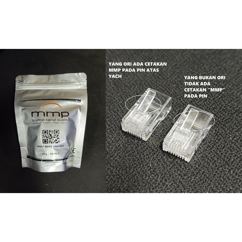 Jual mmp konektor rj45 cat6 isi 50 modular plug gold pin | Shopee Indonesia