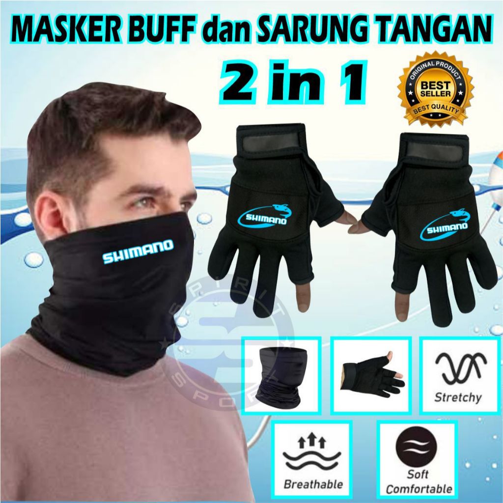 Jual Simano Masker Buff dan Sarung Tangan 2 in 1 Pemancing Anti UV ...