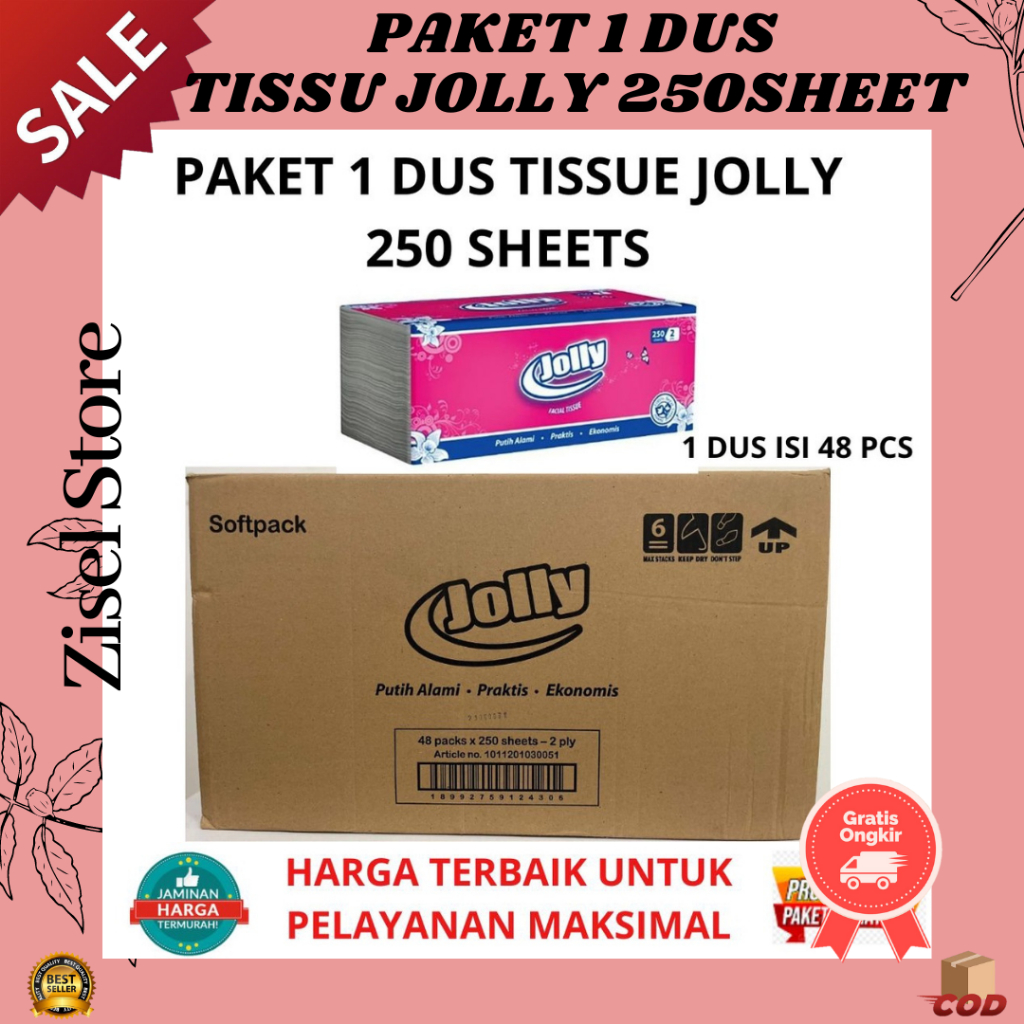 Jual JOLLY Paket 1 Dus Tissue Jolly 250 Sheets 2 Ply Tisu Wajah Facial ...