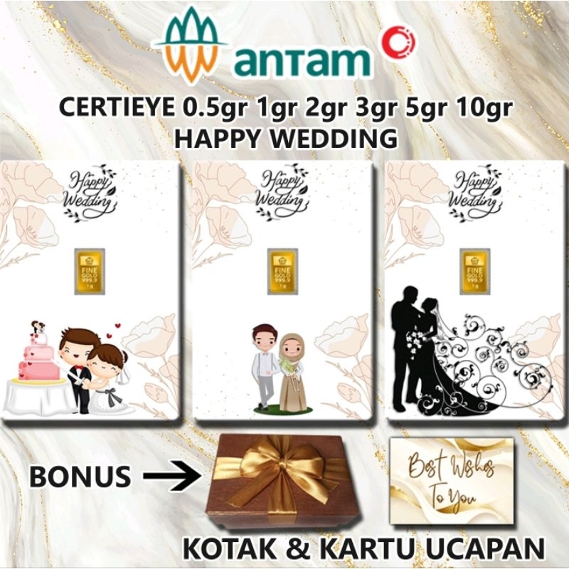 Jual Logam Mulia Emas ANTAM Happy Wedding Gift Series Custom Certieye ...
