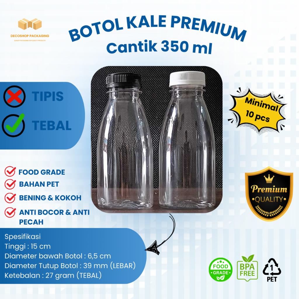 Jual Botol Kale Cantik PET TEBAL BENING 350 ml / botol plastik KALE Cantik 350 ml / Botol ...