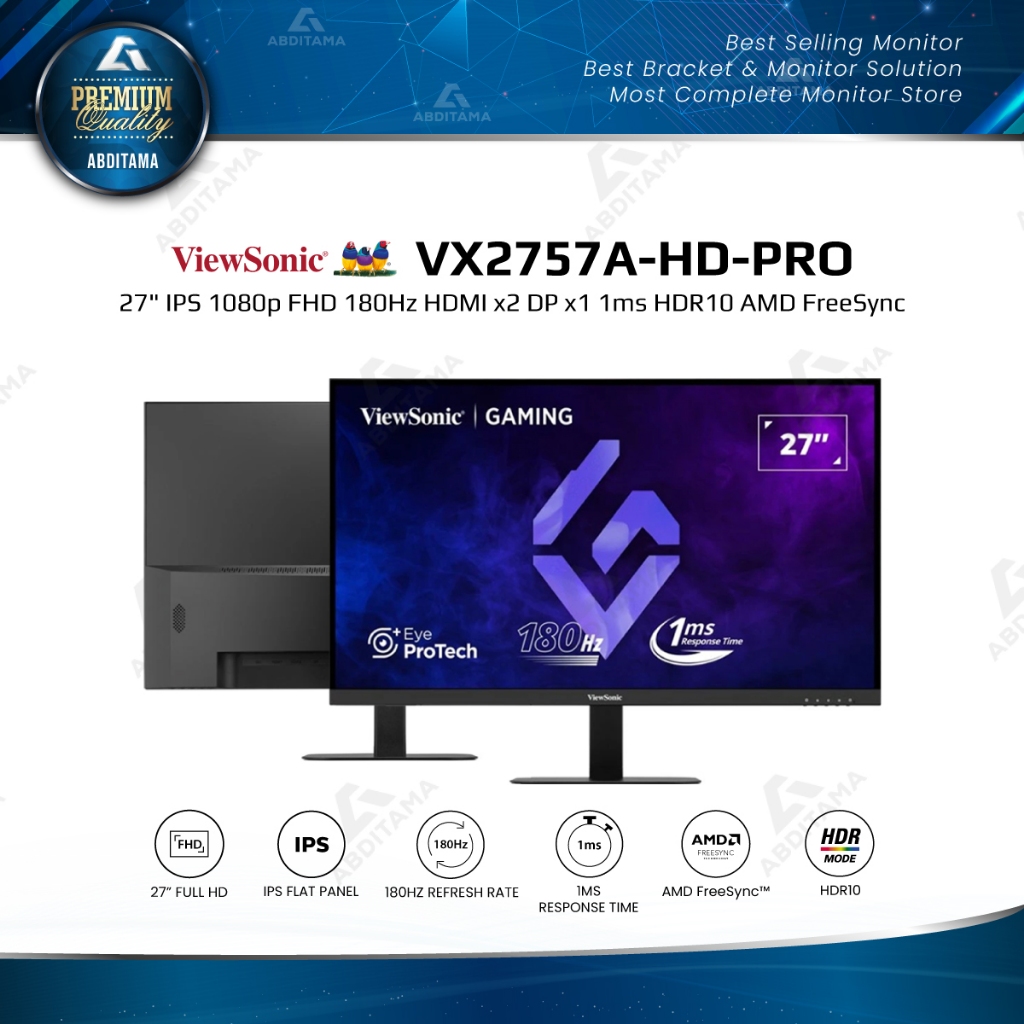 Jual Monitor LED Viewsonic VX2757A-HD-Pro 27" IPS 1080p FHD 180Hz HDMI ...