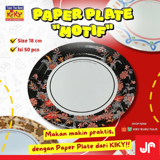 Jual KIKY PAPER PLATE MOTIF 18CM ISI 50PCS & 10PCS OKEY / PIRING KERTAS ...