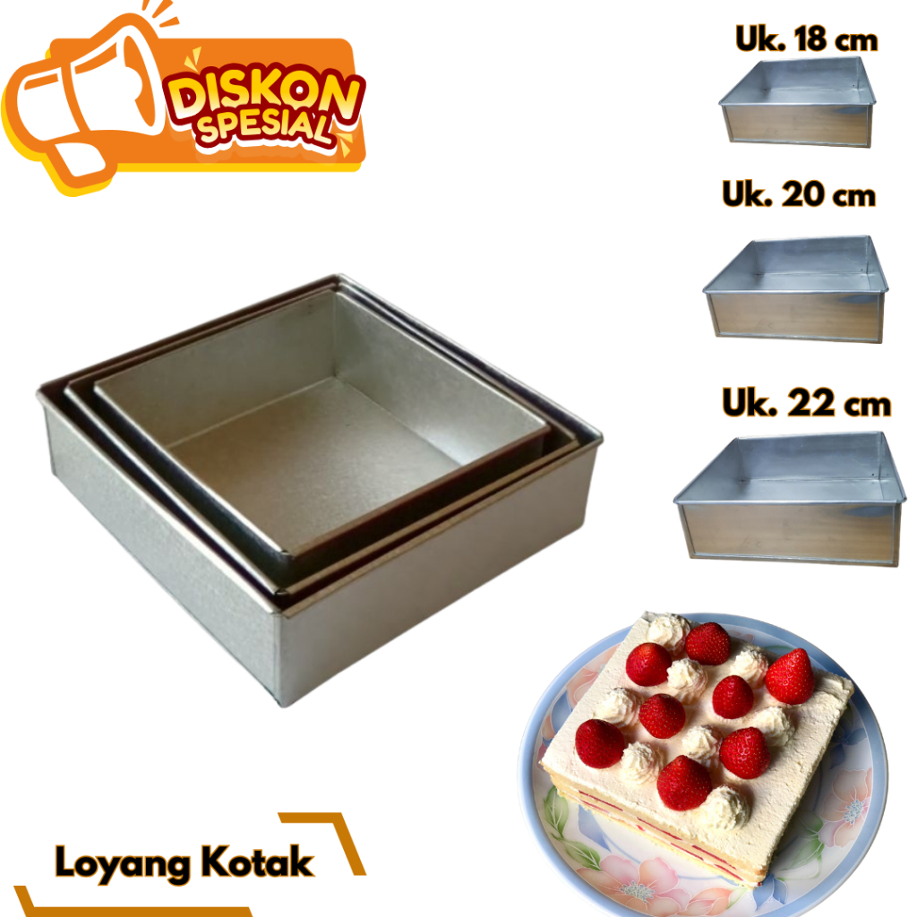 Jual Loyang Kue Bentuk Kotak Ukuran 18, 20, dan 22 cm Harga Satuan ...