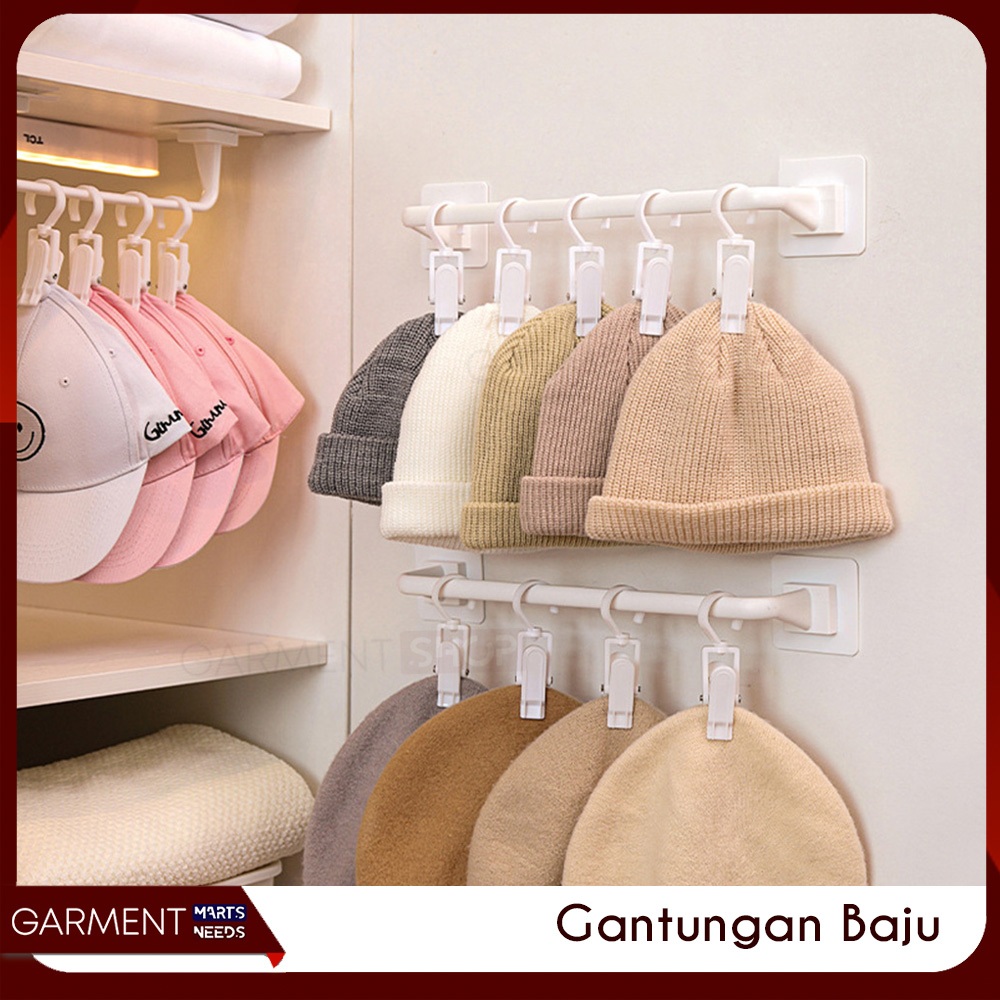 Jual Gantungan Topi Kaos Kaki Tempel Hanger Jepit Lemari Bracket ...