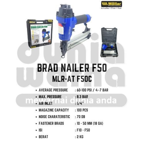 Jual MOLLAR F50C Mesin Paku Tembak Staples Angin/Kompresor F50/F 50 Brad Nailer | Shopee Indonesia