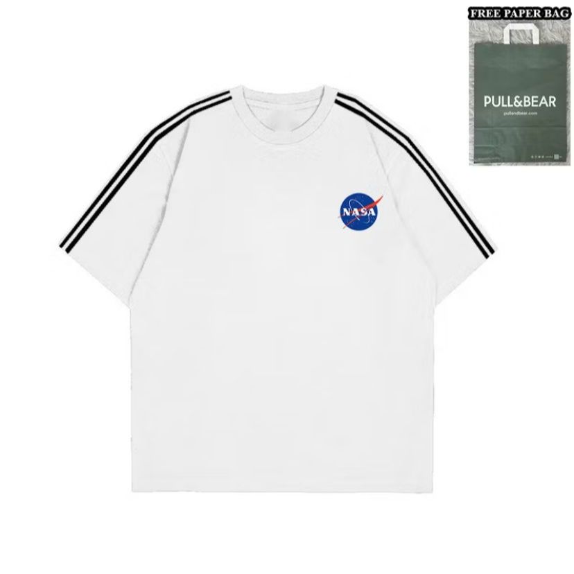 Jual { FREE PAPER BAG } T-Shirt Baju Kaos Nasa Hitam X Pull and Bear ...