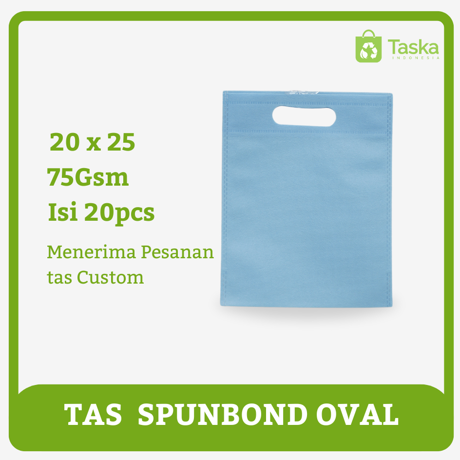 Jual Taska - Tas Spunbond Oval 20x25 Tas Warna Biru Muda Gooodie Bag ...