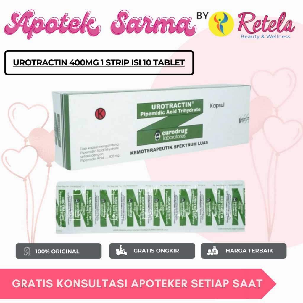 Jual UROTRACTIN 400MG 1 STRIP ISI 10 TABLET / PIPEMIDIC ACID | Shopee ...
