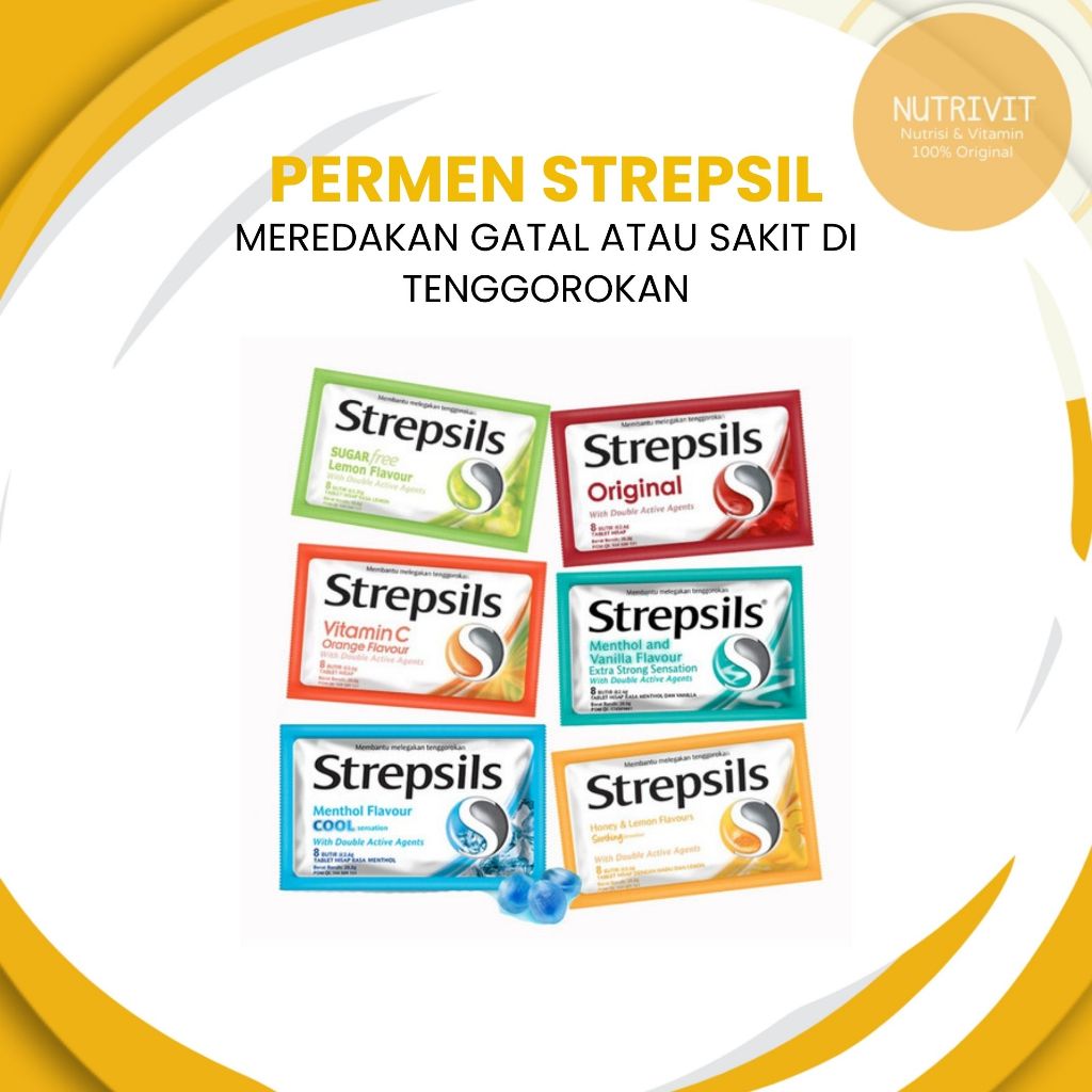 Jual PERMEN STREPSIL SACHET 8's Varian Cool Menthol / Original / Honey ...
