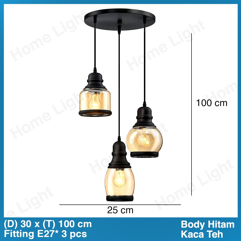 Jual Lampu Gantung Minimalis Industrial Ruang Meja Makan Mini Bar Kitchen Island Hitam Kayu Hias ...