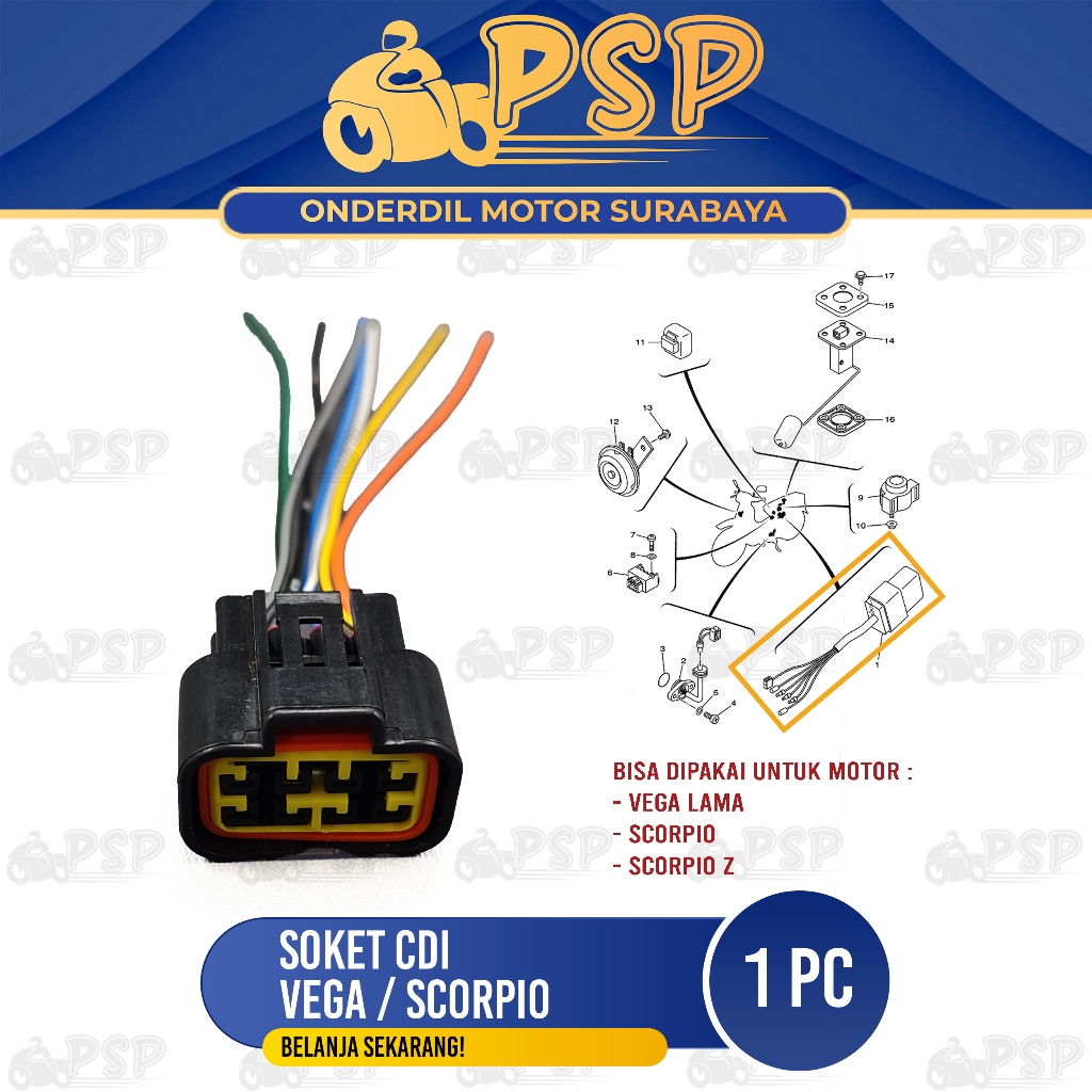 Jual Soket CDI Vega - Kabel Cable Cabel Socket Fitting Cop Lawan CDI ...