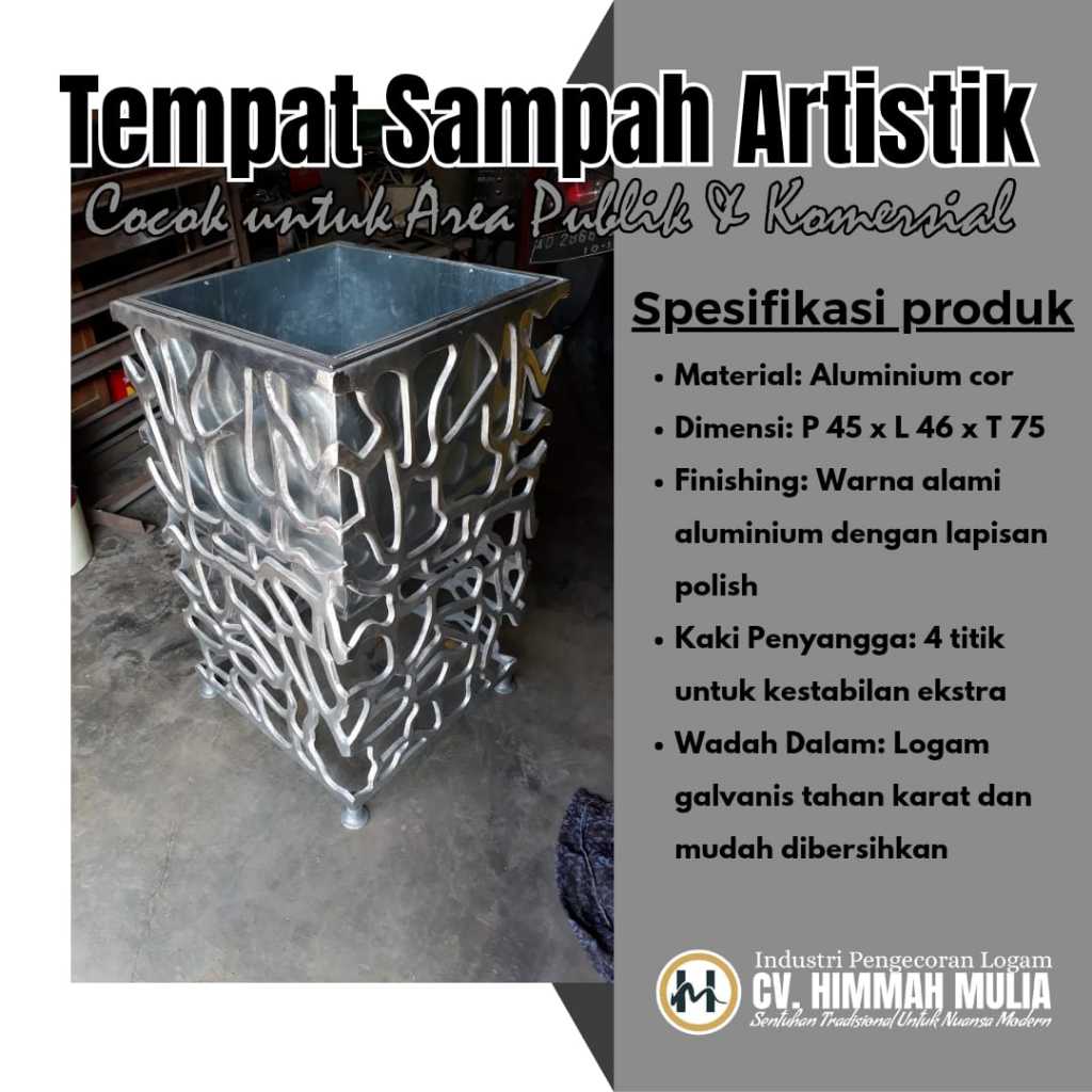 Jual Tempat Sampah Aluminium Cor Desain Unik | Unique Aluminium Trash ...