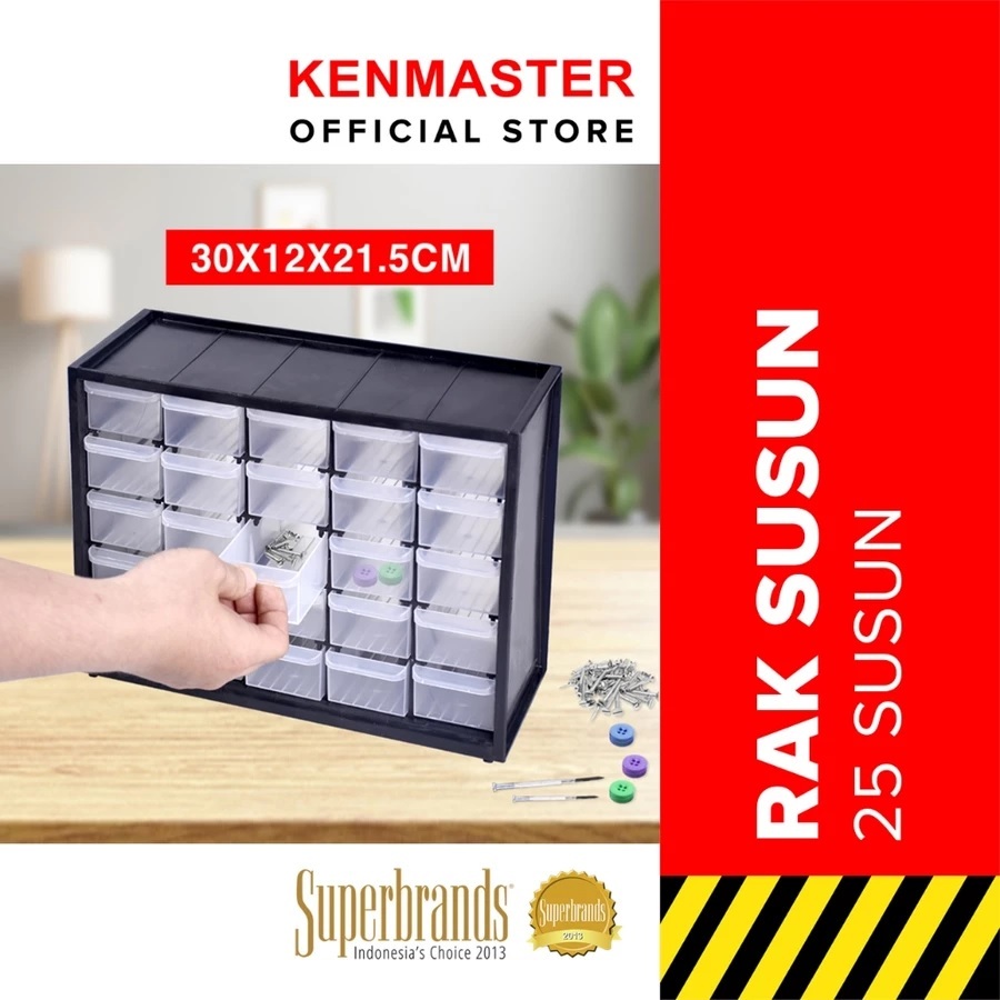 Jual Rak Susun Komponen 25 Slot ( Partisi ) KENMASTER - Part Organizer ...