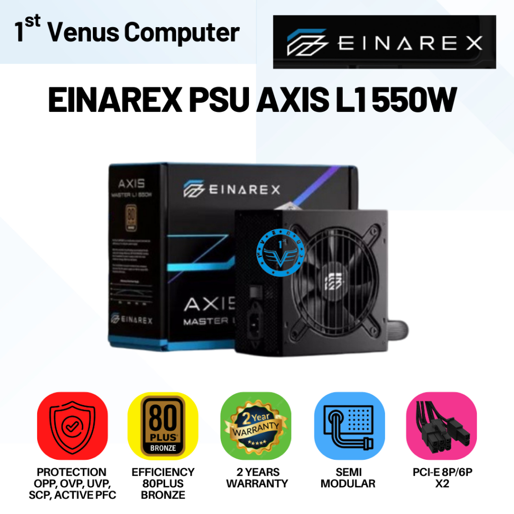 Jual EINAREX PSU 550 WATT AXIS MASTER L1 80 PLUS BRONZE SEMI MODULAR ...