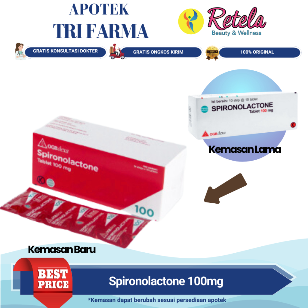 Jual SPIRONOLACTONE 100MG 1 STRIP 10 TABLET | Shopee Indonesia