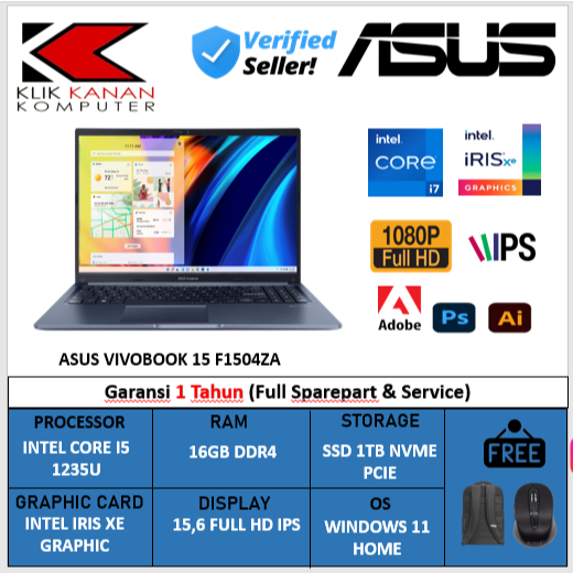 Jual Laptop Coding Asus vivobook f1504za intel core i5 ram 16gb ssd 1tb ...