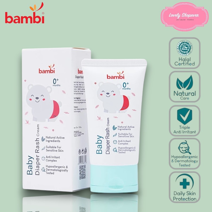 Jual Bambi Baby Diaper Rash Cream 50ml 50ML | Krim Ruam Popok Pada Bayi Kulit Normal - Sensitif ...