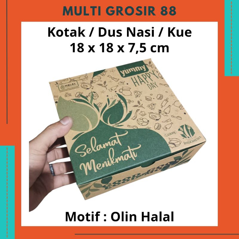 Jual MG88 10 Pcs Kotak Dus Nasi 18 x 18 Kraft Coklat Premium Renda / Polos / Motif 18x18 cm ...