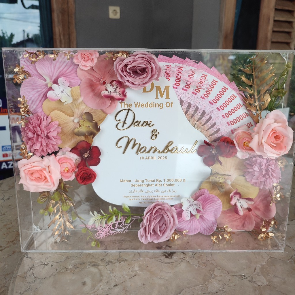 Jual Bingkai Mahar Pernikahan Bahan Akrilik - Variasi Maroon Mix - Bisa ...