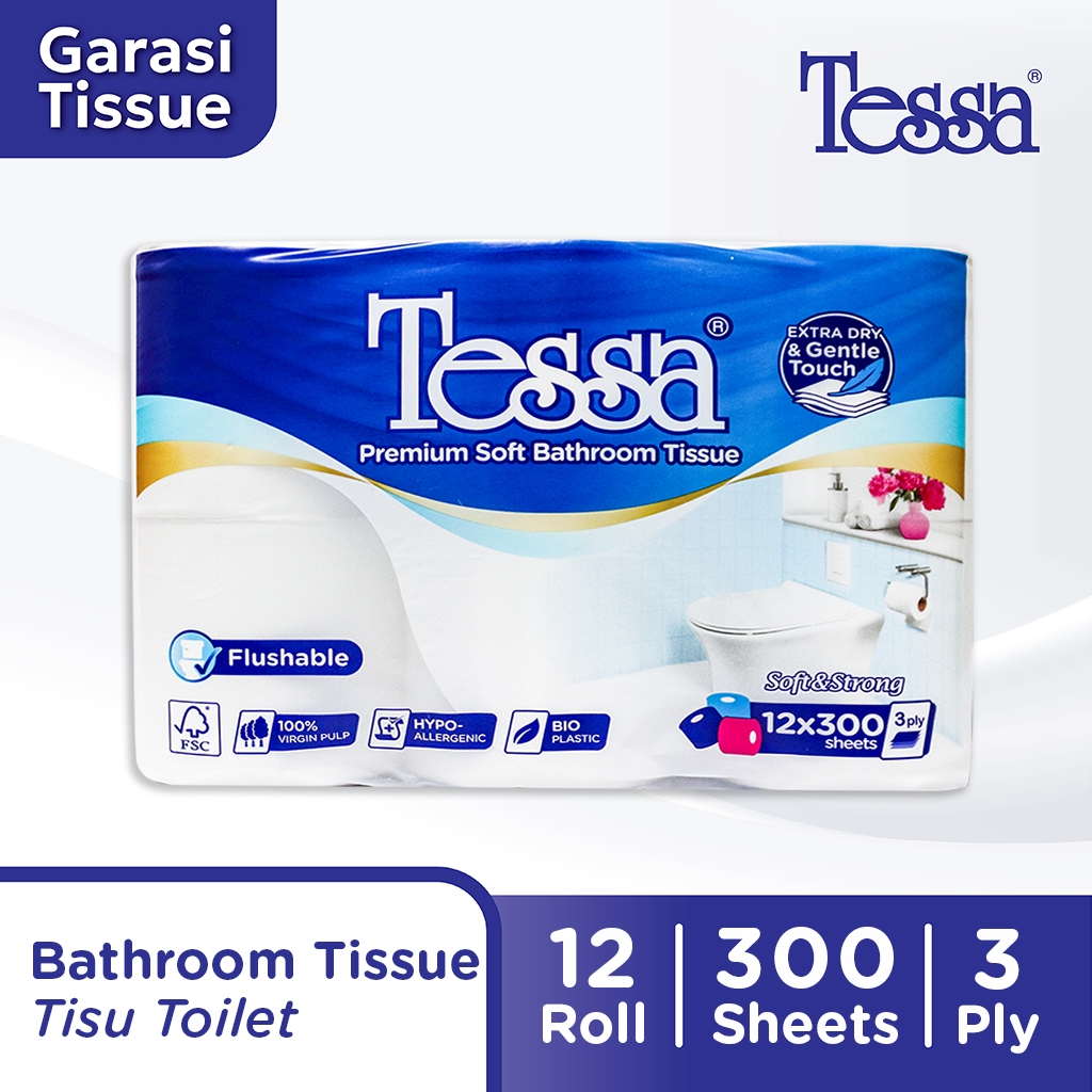 Jual 1 Pack Tissue Toilet Tessa 12 Roll x 300 Sheets x 3 Ply PB-23 ...