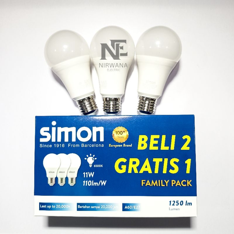 Jual Simon Lampu Led Paket 11watt /Beli 2 gratis 1/ Simon Family Pack ...