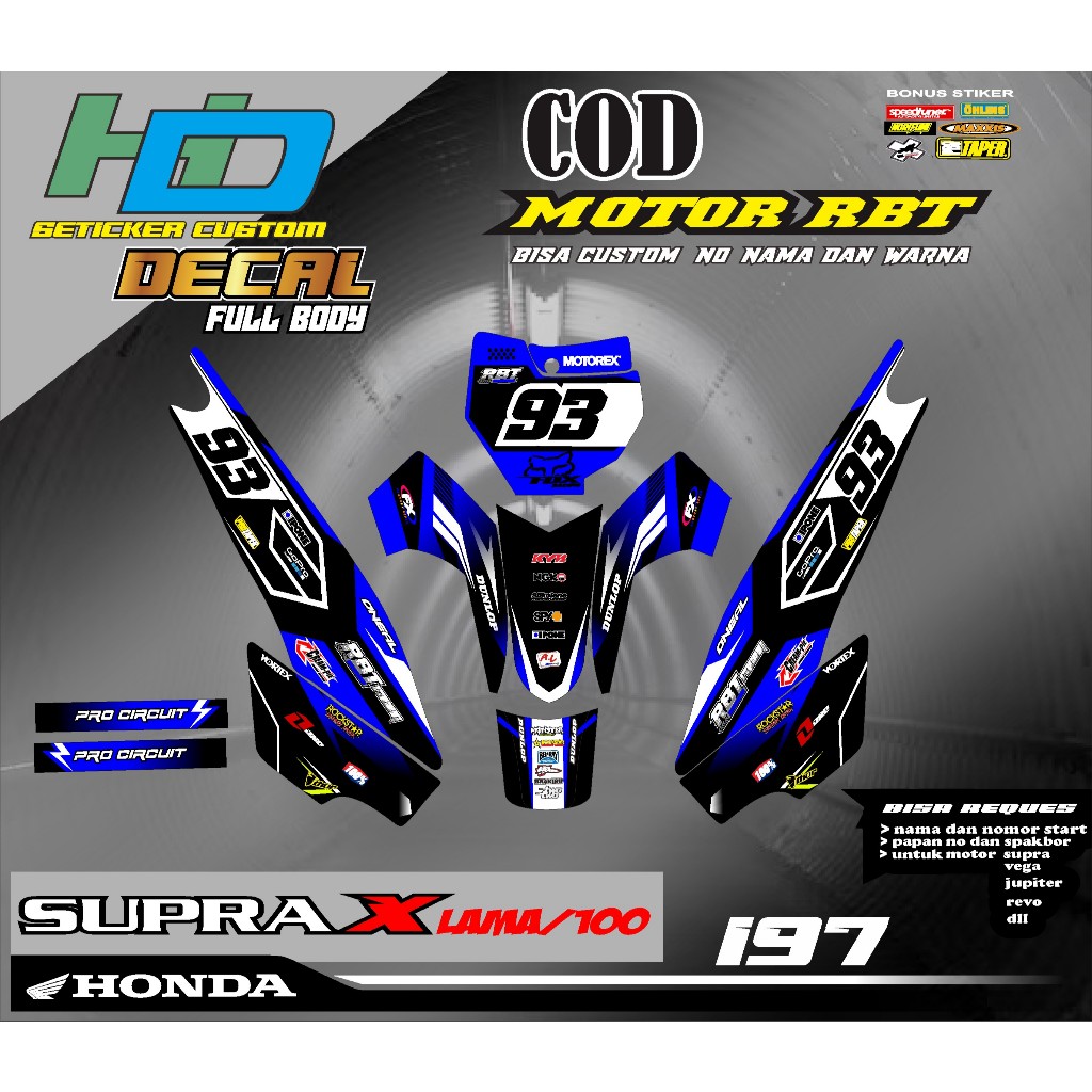 Jual Sticker DECAL RBT MOTOR SUPRA X LAMA/SUPRA FIT LAMA 100 SEMI FULL ...