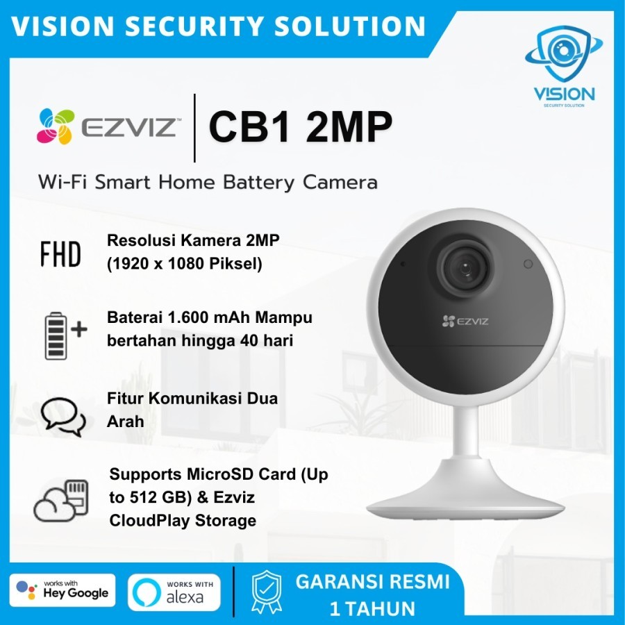 Jual Cctv Ezviz CB1 2MP Kamera Cctv Baterai Wireless Indoor Two-Way ...