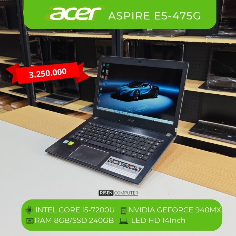 Jual Laptop Acer Aspire E5-475G Intel Core I5-7200U RAM 8GB SSD 240GB NVIDIA Geforce 940M ...