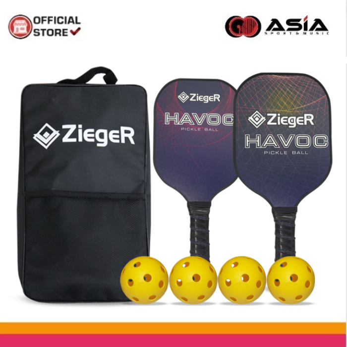 Jual Racket Pickleball Zieger Carbon Havoc (2Bat+4Ball+Bag) | Paket ...