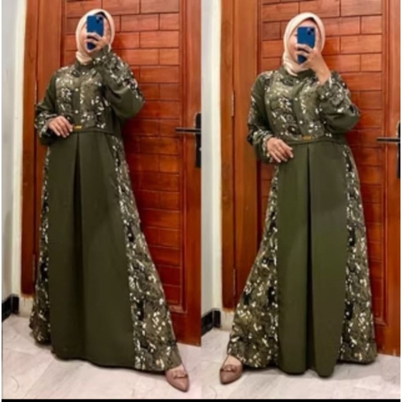 Jual Fauzzana dress gamis crinkle motif bunga etnik abstrak/gamis ...