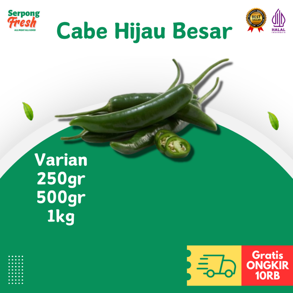Jual Cabe Cabai Hijau Besar 250gr 500gr 1kg FRESH Sayuran Segar ...