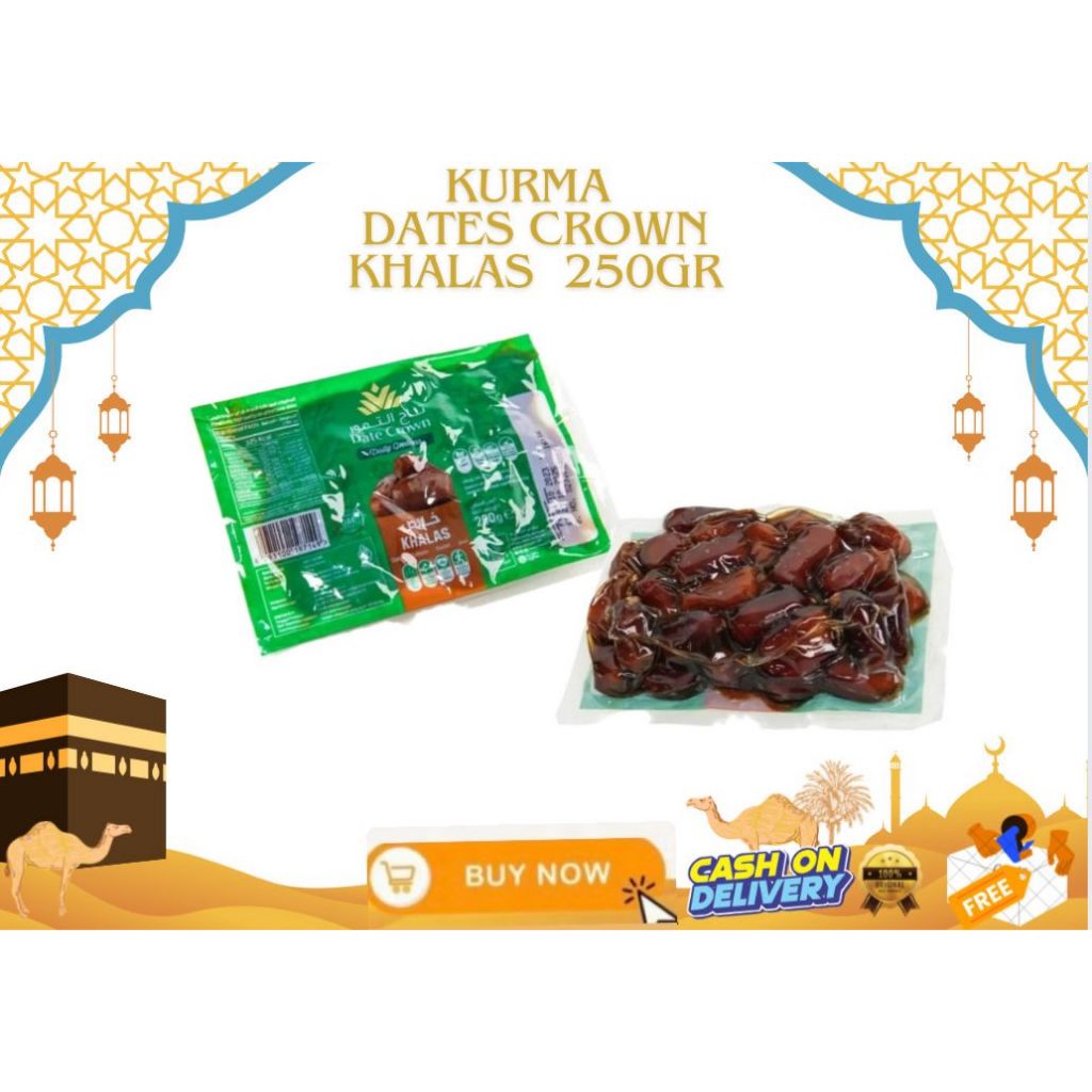 Jual Khalas Date Crown Vacum 250 gram/ Kurma khalas tanpa biji premium ...