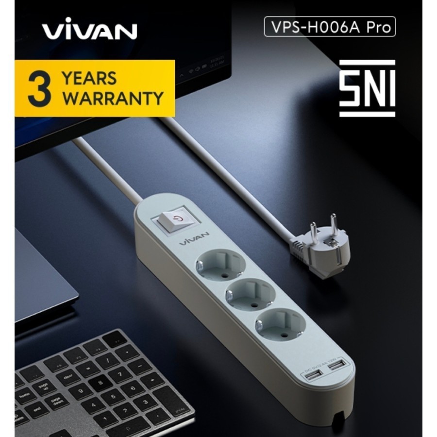 Jual VIVAN VPS-H006A PRO Colokan Terminal Listrik 1.8M 3 lubang 2 USB ...