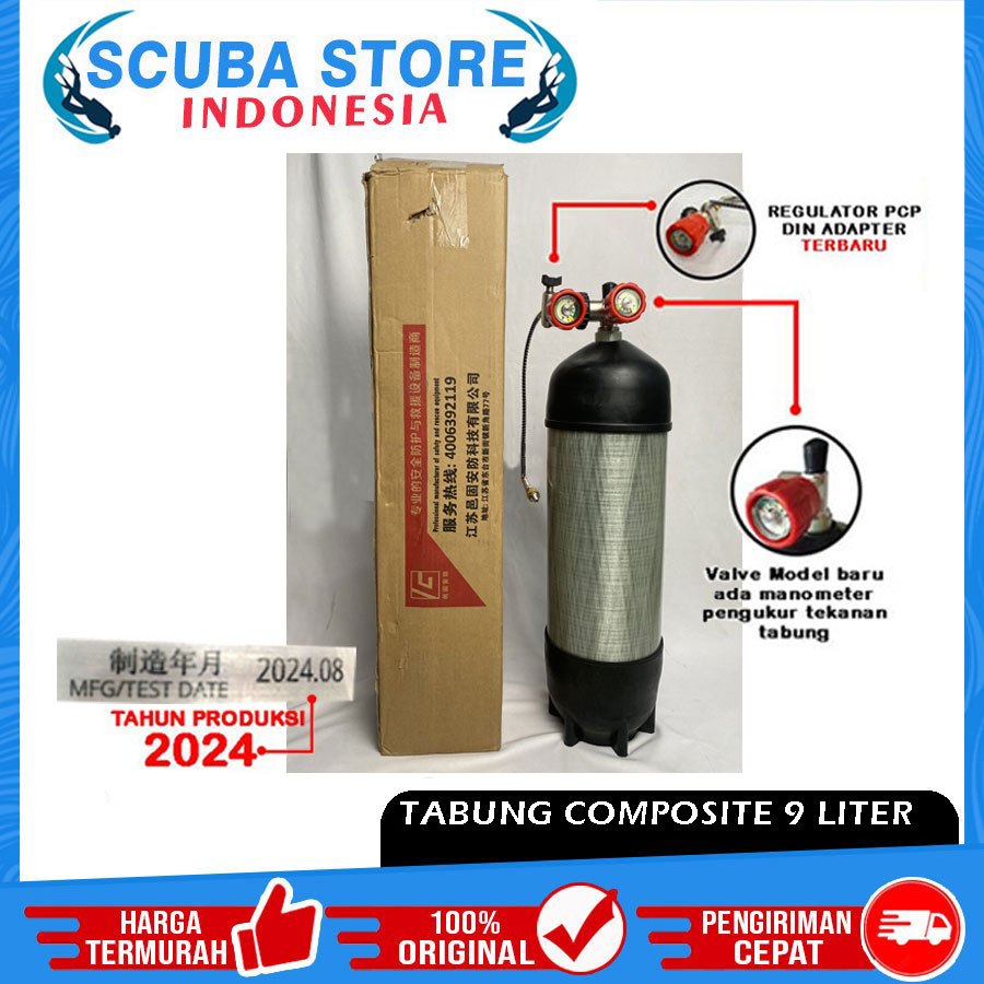 Jual Tabung Composite Carbon 9 Liter Tank PCP Breathing Aparatus SCBA ...
