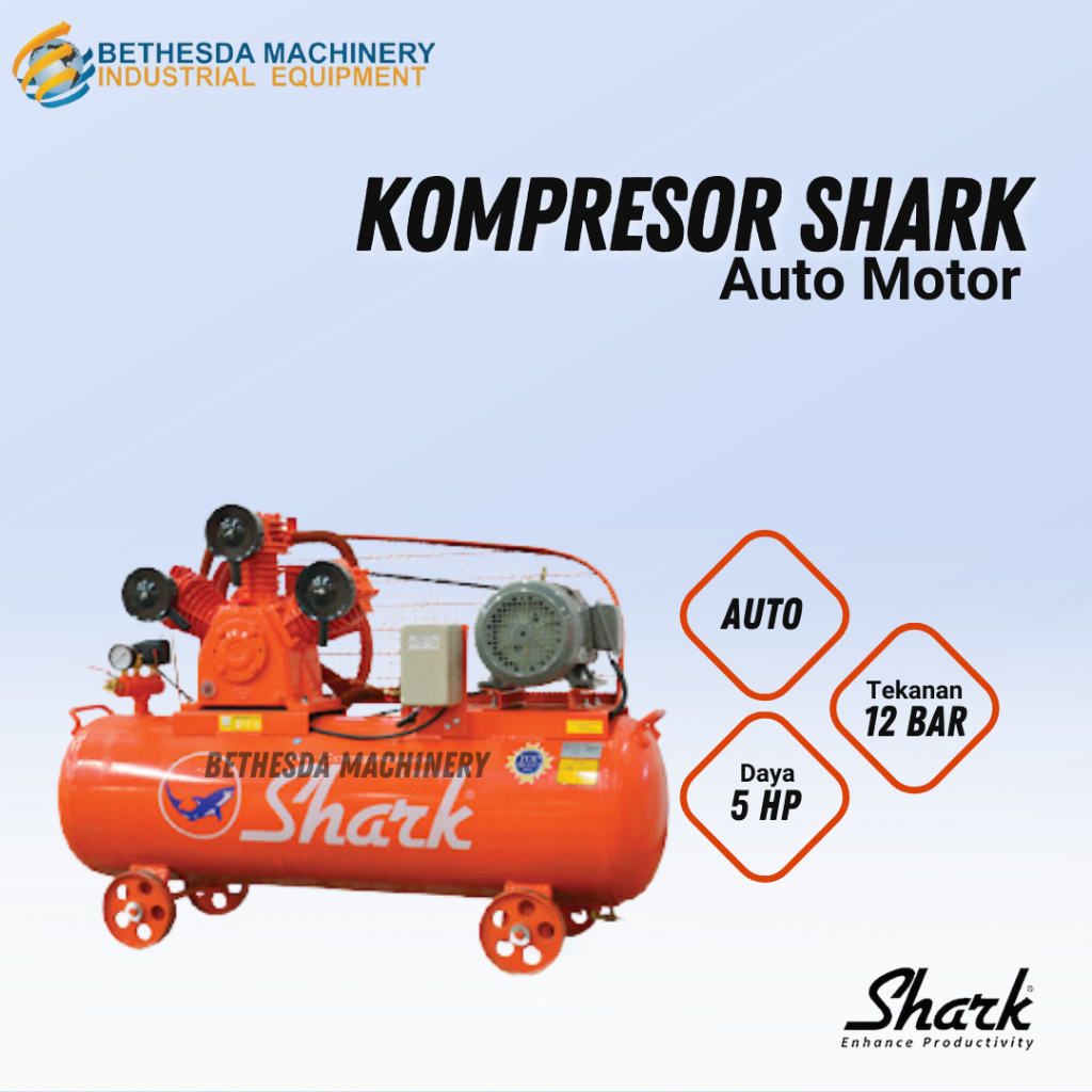 Jual Kompresor udara/angin Auto 5 HP Shark Air Compressor 5HP 12 BAR ...
