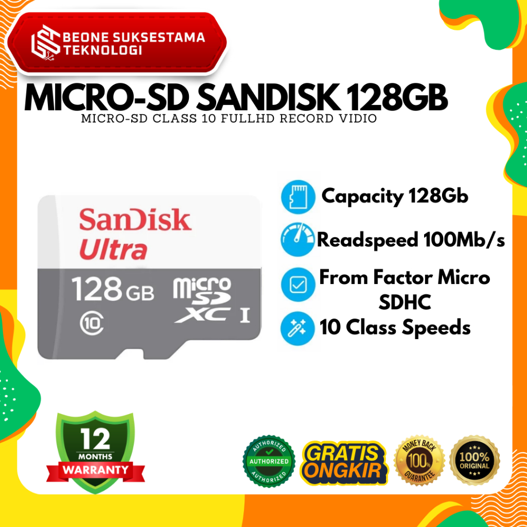Jual Sandisk Ultra Micro SDXC UHS I A1 100Mbps 128GB Micro Sd Card Class 10 | Shopee Indonesia