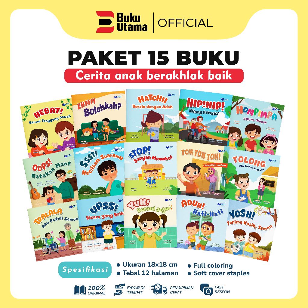 Jual 𝗜𝘀𝗶 𝟭𝟱 𝗕𝘂𝗸𝘂 𝗖𝗲𝗿𝗶𝘁𝗮 𝗔𝗻𝗮𝗸 𝗕𝗲𝗿𝗮𝗸𝗵𝗹𝗮𝗸 𝗕𝗮𝗶𝗸 : Cerita Inspiratif Untuk Membentuk Karakter Anak ...
