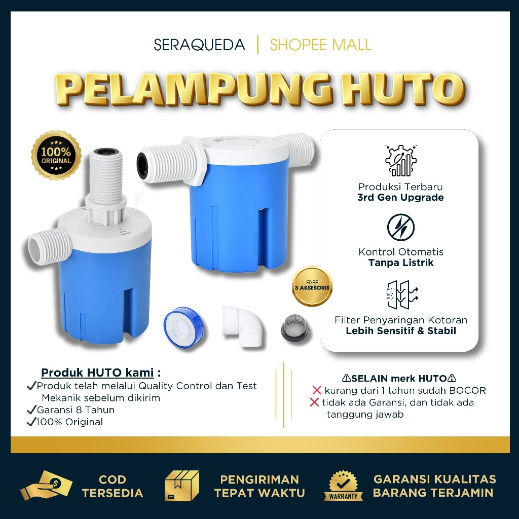 Jual Kran Otomatis Bak Mandi 1/2 3/4 Sensor Keran Tandon Air Pelampung ...