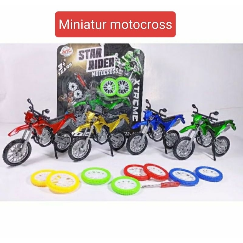 Jual Mainan Anak Diecast Motor Cross miniatur motocross Warna Metalik ...