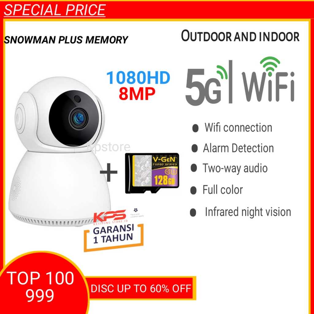 Jual CCTV SNOWMAN PLUS MEMORY VGEN 32GB 64GB 128GB | CCTV WIFI BISA ...