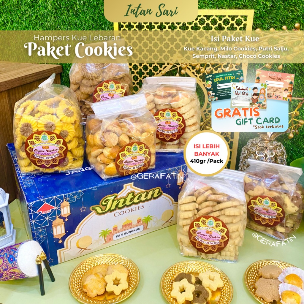 Jual PAKET KUE LEBARAN BUTTER COOKIES INTAN SARI 4 KUE DAN DUO SIRUP 2025 / paket kue dan sirup ...