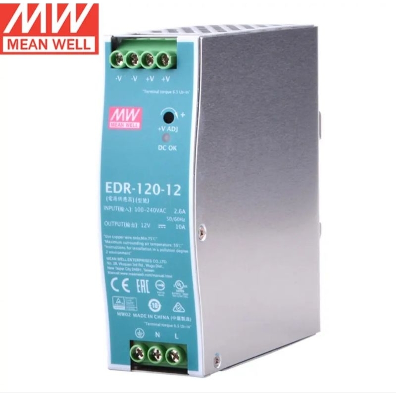 Jual MEAN WELL MEANWELL EDR 120-12 120W 12V DC 10A INDUSTRIAL DIN RAIL PSU | Shopee Indonesia