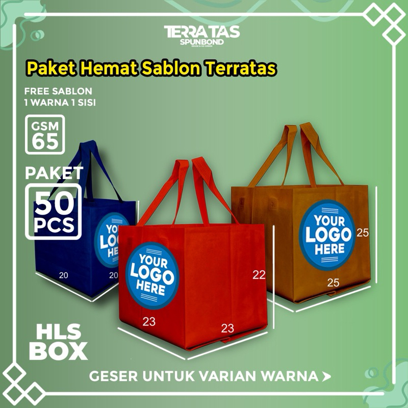 Jual Paket 50 Pcs Sablon + Tas Box 65 GSM Spunbond Goodie Bag Souvenir ...