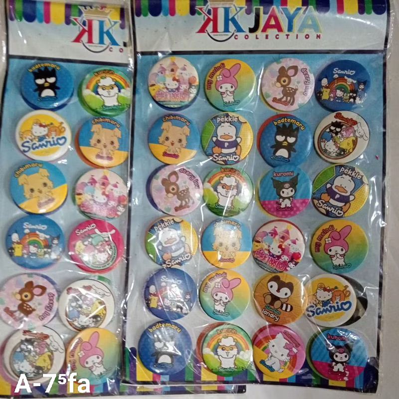 Jual isi 24 pcs pin bros kaleng karakter kartun San-rio | Shopee Indonesia