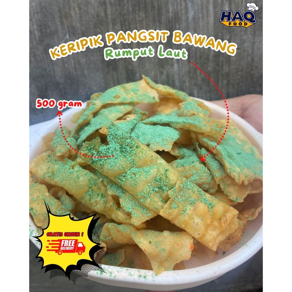 Jual Keripik Bawang Pangsit (500 Gram Rasa Rumput Laut) | Shopee Indonesia