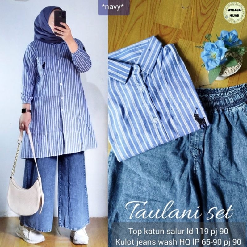 Jual Taulani Set Tunik Jeans (Athaya) | Shopee Indonesia