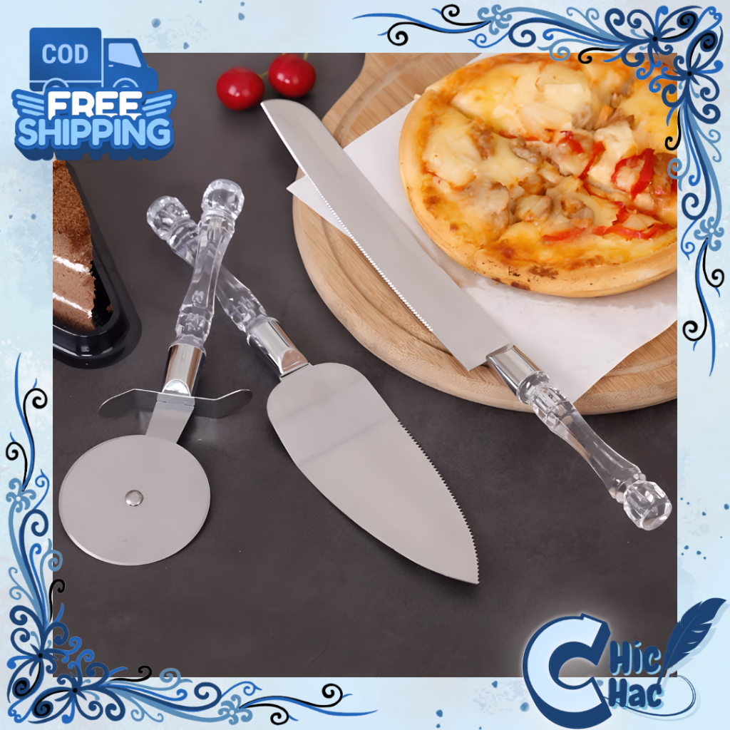 Jual Pisau Pizza Roti 3 In 1 Set / Pisau Adonan Cake Serbaguna / Cake ...