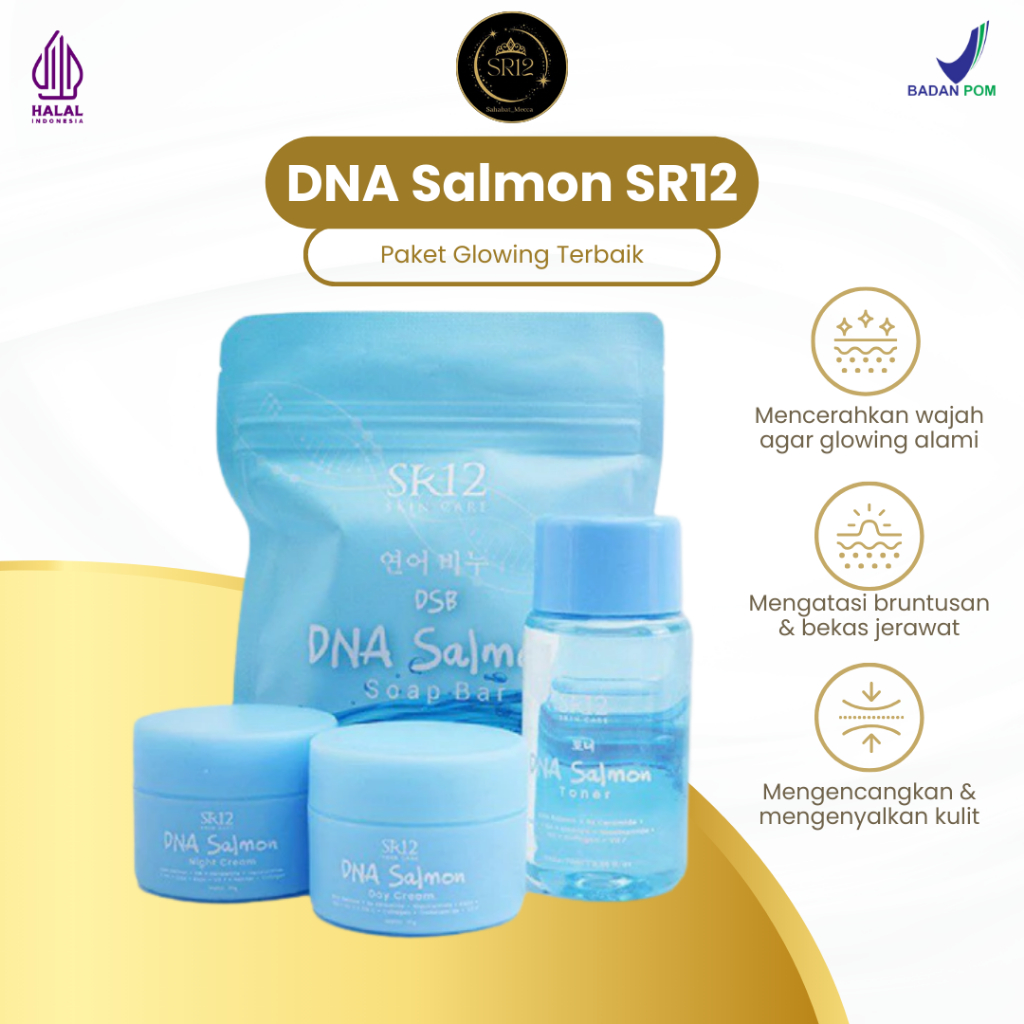 Jual DNA Salmon SR12 Skincare — Serum & Cream Pencerah Wajah BPOM Halal | Paket Glowing ...